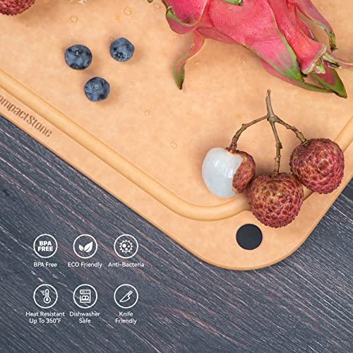 CompactStone cutting board|non-slip kitchen wood cutting board|natural pine fiber|medium size|kitchen cutting board|dishwasher safe|juice sink