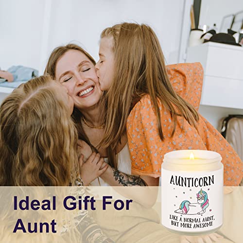 Aunt Gifts - Unique Candle Gifts for Aunt, Aunt Birthday Gifts from Niece Nephew, Mothers Day Funny Aunt Gifts, Best Auntie Aunticorn Unicorn Scented Candles Present