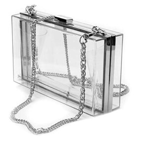 bubyvv women clear purse, acrylic evening clutch bag, women clear purse bag,transparent crossbody shoulder handle handbag (silver)