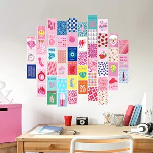 Preppy Room Decor, 70pcs Preppy Wall Collage Kit Aesthetic Pictures, Cute Preppy Wall Decor, Trendy Pink Photo Collage Kit 4"x6" Hot Pink Preppy Wall Art Posters, Preppy Things for Teen Girls Bedroom Dorm