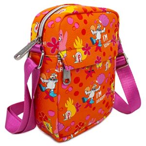 Buckle Down Nickelodeon Bag, Cross Body, Spongebob Squarepants and Friends Im Ready Flowers and Bubbles, Orange, Vegan Leather