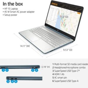 HP 2022 15.6" FHD Laptop, AMD Ryzen 5-5500U Processor(Beats Intel i7-1065G7), 12GB RAM, 512GB PCIe SSD, AMD Radeon Graphics, HD Webcam, Bluetooth, Wi-fi, Win 11, Blue, 32GB Snowbell USB Card