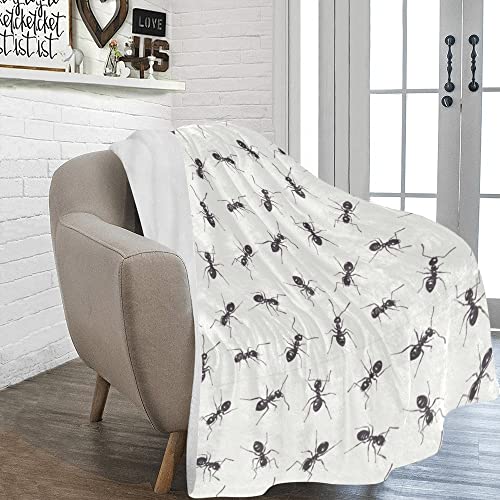 Fleece Micro Blanket for Couch Black Ant Pattern Ultra Soft Throws and Blankets for Sofa, Bed, Lightweight Cozy Durable Twin Size 60x80