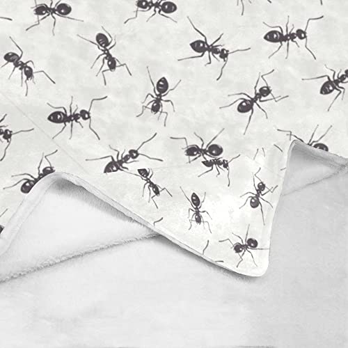 Fleece Micro Blanket for Couch Black Ant Pattern Ultra Soft Throws and Blankets for Sofa, Bed, Lightweight Cozy Durable Twin Size 60x80