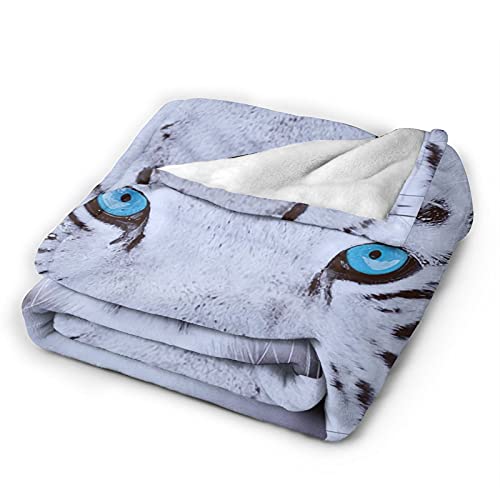 Animal White Tiger Blanket Super Soft Cozy Fleece Flannel Throw Blankets Gifts for All Season Couch Bed Sofa Office Camping 60"x50"