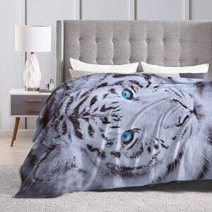 Animal White Tiger Blanket Super Soft Cozy Fleece Flannel Throw Blankets Gifts for All Season Couch Bed Sofa Office Camping 60"x50"