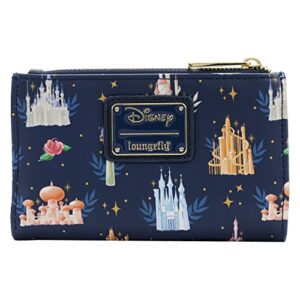 loungefly disney princesses castles all over print faux leather wallet