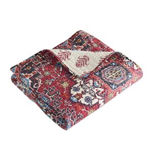 levtex home – khotan red – throw – bordered medallion – burgundy red cream blue green – throw 50x60in. – cotton/cotton