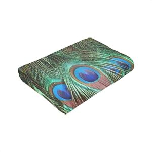 Peacock Feather Throw Blanket Super Soft Cozy Fleece Flannel Blanket Gifts for All Season Couch Bed Sofa Office Camping 60"x50"