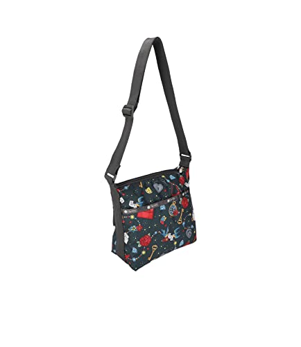 LeSportsac Keepsake Memory Small Hobo Crossbody Handbag, Style 3709/Color E465, Whimsical Colorful Design: Handbags, Hearts, Flowers & Jewels, Celebrate 1974 Iconic Debut