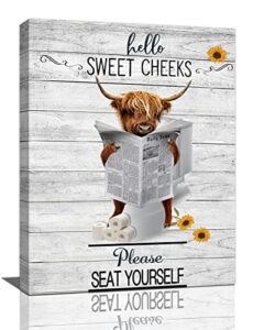 swachit funny highland cow bathroom wall art highland cattle bathroom wall decor cow on toilet pictures for wall farmhouse bathroom