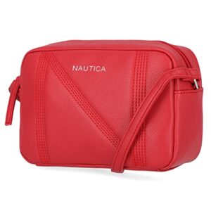 nautica womens nautica candid camera adjustable crossbody, bright red, one size us