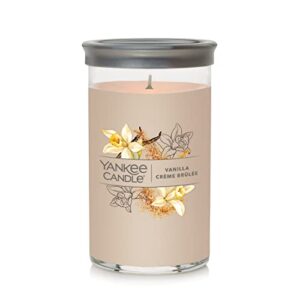 yankee candle vanilla crème brûlée signature medium pillar candle, 14.25oz