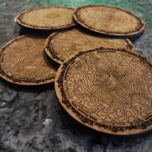 Pacific Northwest Mountains Wooden Coasters | Set of 5 | Topography Coasters Active (Poplar)