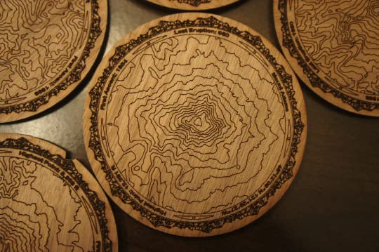 Pacific Northwest Mountains Wooden Coasters | Set of 5 | Topography Coasters Active (Poplar)