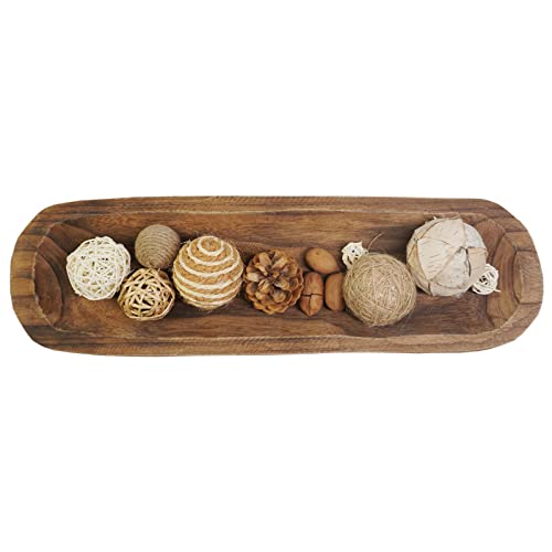 S-SNAIL-OO Wooden Dough Long Bowls Decor, Baguette Bowl Wooden Large Dough Bowl Centerpieces for Home, Rustic Wooden Decorative Bread Fruit Tray (20×6×2'')