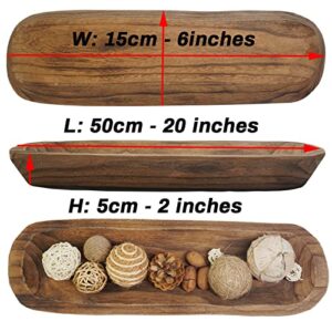 S-SNAIL-OO Wooden Dough Long Bowls Decor, Baguette Bowl Wooden Large Dough Bowl Centerpieces for Home, Rustic Wooden Decorative Bread Fruit Tray (20×6×2'')