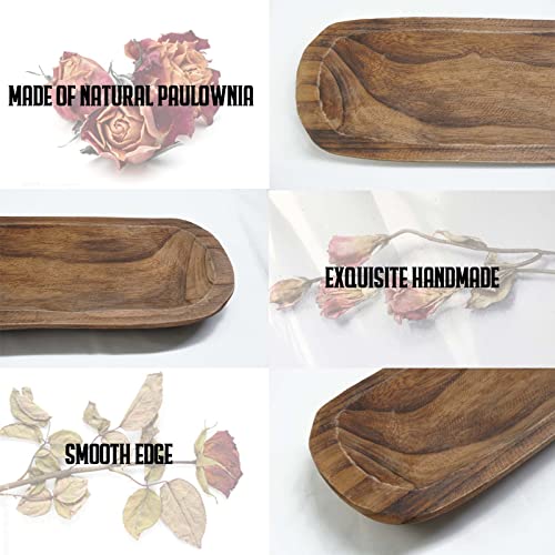 S-SNAIL-OO Wooden Dough Long Bowls Decor, Baguette Bowl Wooden Large Dough Bowl Centerpieces for Home, Rustic Wooden Decorative Bread Fruit Tray (20×6×2'')