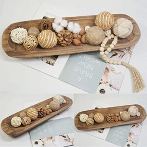 S-SNAIL-OO Wooden Dough Long Bowls Decor, Baguette Bowl Wooden Large Dough Bowl Centerpieces for Home, Rustic Wooden Decorative Bread Fruit Tray (20×6×2'')