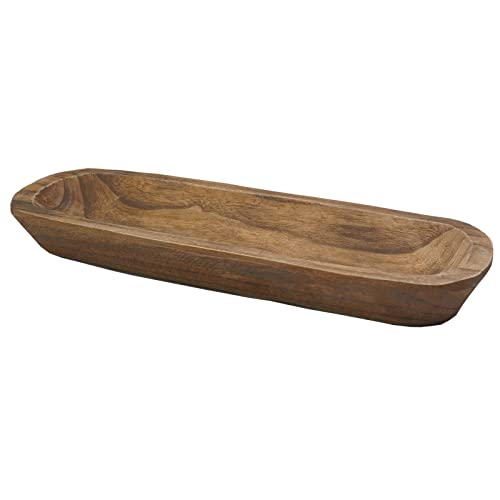 S-SNAIL-OO Wooden Dough Long Bowls Decor, Baguette Bowl Wooden Large Dough Bowl Centerpieces for Home, Rustic Wooden Decorative Bread Fruit Tray (20×6×2'')