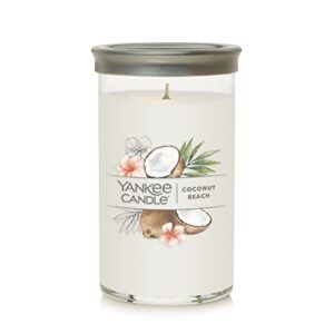 yankee candle coconut beach signature medium pillar candle, 14.25oz