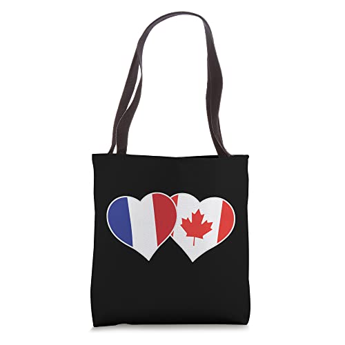 French Canadian Flag Hearts Half Canada Half France Flag Tote Bag