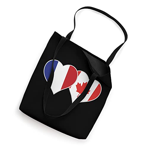 French Canadian Flag Hearts Half Canada Half France Flag Tote Bag