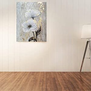 MYBEAUTYWALLA Vertical Flower Oil Painting - Hand Painted Abstract Floral Artwork with Gold Foil - Modern Still Life Pictures for Living Room Hallway Farmhouse Decor