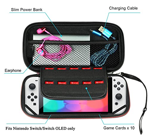 Pink Carry Case Made For Nintendo Switch/Switch OLED Console Custom Name Case with 10 Games Cartridges Travel Case NC7