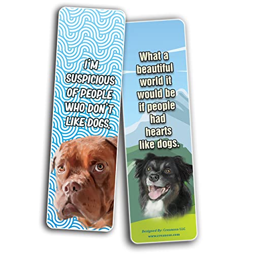 Creanoso Dog Lover Quotes Bookmarks (10 Sets x 6 Cards) – Daily Inspirational Card Set – Interesting Book Page Clippers – Great Gifts for Kids and Teens