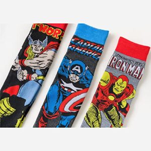 JAHERM Marvel Avengers Crazy Socks for Men, 5 Pack Funky Funny Novelty Colorful Cotton Superhero Crew Socks, Groomsmen Socks, US Size 9-11