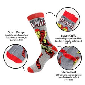 JAHERM Marvel Avengers Crazy Socks for Men, 5 Pack Funky Funny Novelty Colorful Cotton Superhero Crew Socks, Groomsmen Socks, US Size 9-11