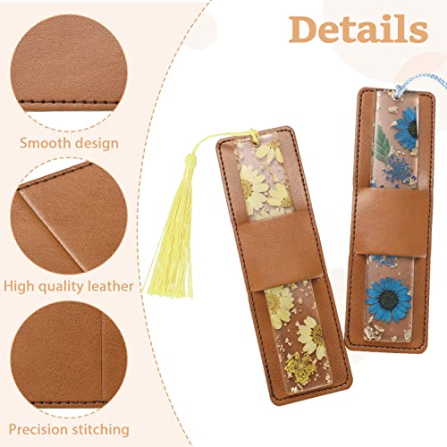 20 Pcs Leather Resin Bookmark Holder 5.9 x 1.8 Inches PU Leather Bookmark Sleeves DIY Leather Bookmarks Blank Display Cards for Bookmark Wrapping Small Business Packaging Supplies Party Favor Gift