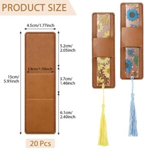 20 Pcs Leather Resin Bookmark Holder 5.9 x 1.8 Inches PU Leather Bookmark Sleeves DIY Leather Bookmarks Blank Display Cards for Bookmark Wrapping Small Business Packaging Supplies Party Favor Gift