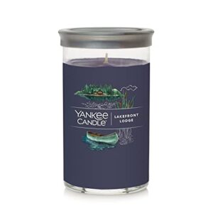 yankee candle lakefront lodge signature medium pillar candle, 14.25oz