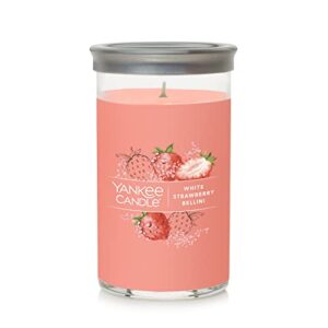 yankee candle white strawberry bellini signature medium pillar candle, 14.25oz,