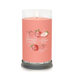 Yankee Candle White Strawberry Bellini Signature Medium Pillar Candle, 14.25oz,