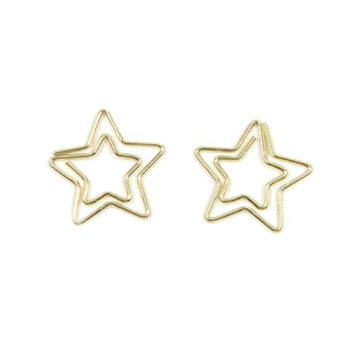 Nicerity 50 Pcs Cute Star Shaped Bookmark Clips Paper Clip Bookmark for Office, School, Home- Gold