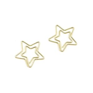 Nicerity 50 Pcs Cute Star Shaped Bookmark Clips Paper Clip Bookmark for Office, School, Home- Gold