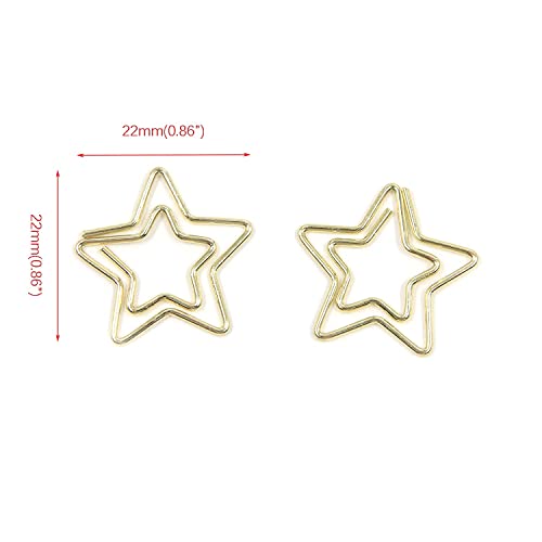 Nicerity 50 Pcs Cute Star Shaped Bookmark Clips Paper Clip Bookmark for Office, School, Home- Gold