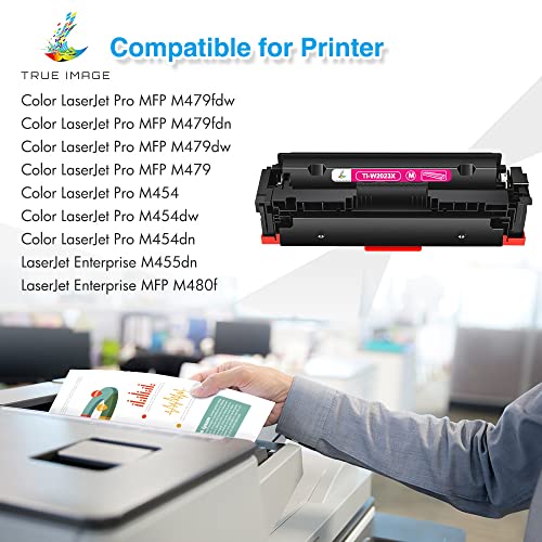 TRUE IMAGE Compatible Toner Cartridge Replacement for HP 414X W2020X 414A for HP Color Pro MFP M479fdw M454dw M454dn M479fdn Printer Toner High Yield (Black Cyan Yellow Magenta, 4-Pack)