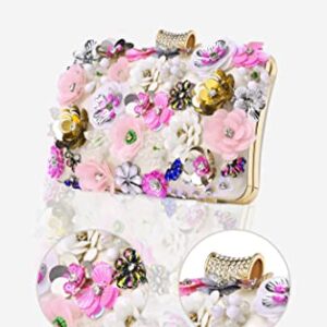 BABEYOND Flower Clutch Evening Bag - Women 3D Multicolored Beaded Shoulder Handbag Purse for 1920s Party Prom Wedding