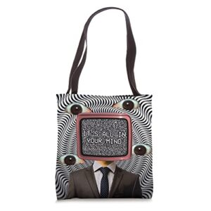 weirdcore aesthetic weird eyes optical illusion oddcore tote bag