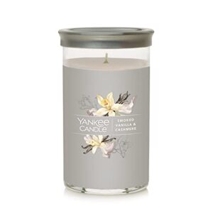 yankee candle smoked vanilla & cashmere signature medium pillar candle, 14.25oz