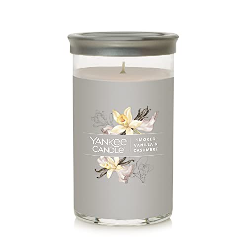 Yankee Candle Smoked Vanilla & Cashmere Signature Medium Pillar Candle, 14.25oz