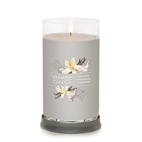 Yankee Candle Smoked Vanilla & Cashmere Signature Medium Pillar Candle, 14.25oz