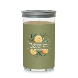 yankee candle sage & citrus signature medium pillar candle, 14.25oz