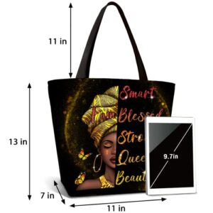 Women Tote Bags African American Black Woman Satchel Handbags Afro Black Girl Shoulder Bag For Beach Work Gym