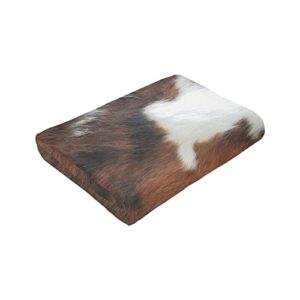 Fleece Blanket Brown and White Cowhide Print Fiber House Flannel Throw Blankets All-Season Throw Warm for Home Lovely 40"x50"