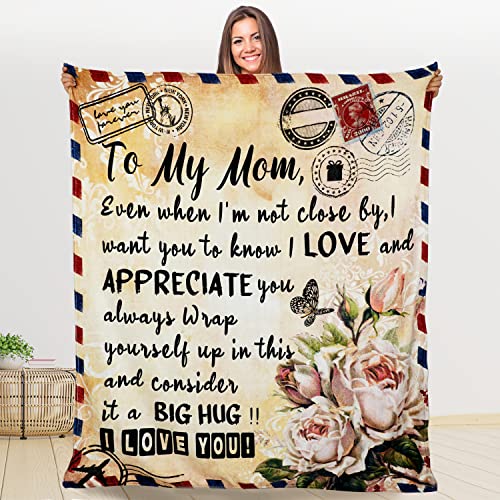 Wamnort Mom Blanket Gift Personalized Fleece Throw Envelope Blanket Birthday Gifts for Women from Daughter 50x60 inch